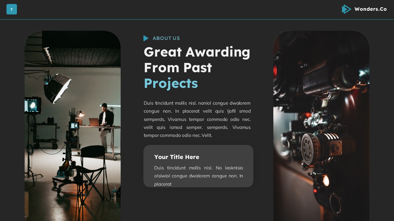 Wonders - Filmmaker & Movie Studio Keynote Template, Presentation Templates
