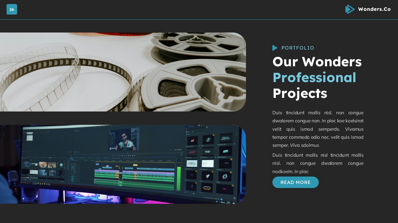 Wonders - Filmmaker & Movie Studio Keynote Template, Presentation Templates
