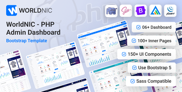 Worldnic - PHP Admin Dashboard Bootstrap Template by dexignlabs ...