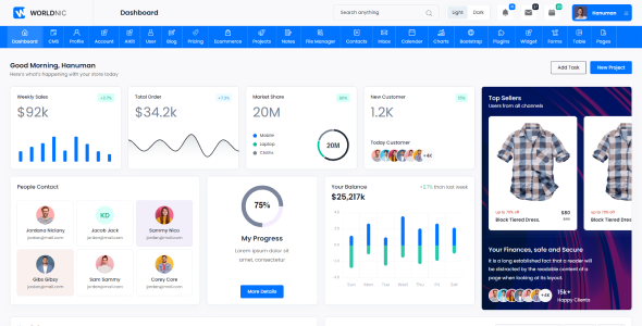 Worldnic - PHP Admin Dashboard Bootstrap Template by dexignlabs ...