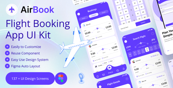 Airbook - Flight Booking mobile App UI Kit by pixelaxis | ThemeForest