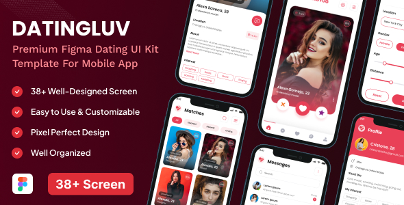DatingLuv - Premium Figma Dating UI Kit Template for Mobile App by ...