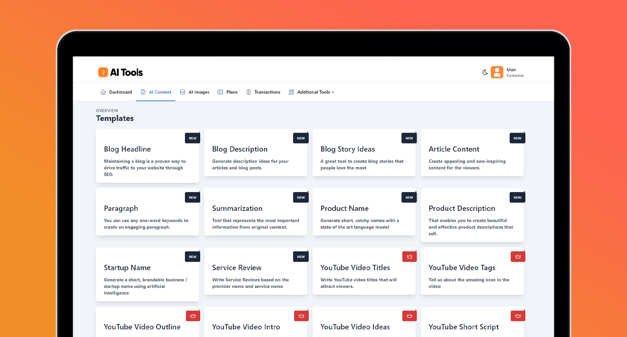 AI Tools SAAS - AI Content, Image, Chat, Voice & Code Generator by nativecode
