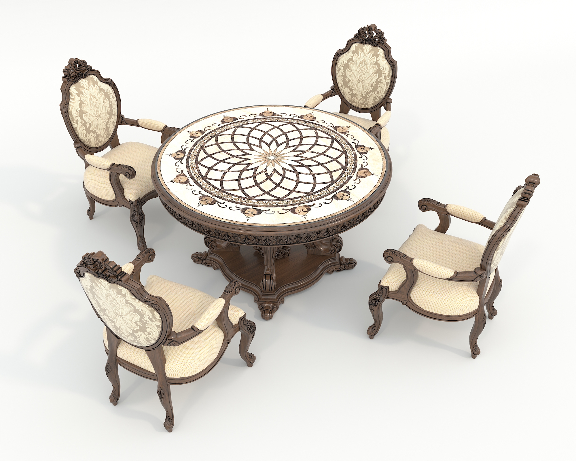 Classic European style Dining Table and Chairs 50 by nhattuankts | 3DOcean