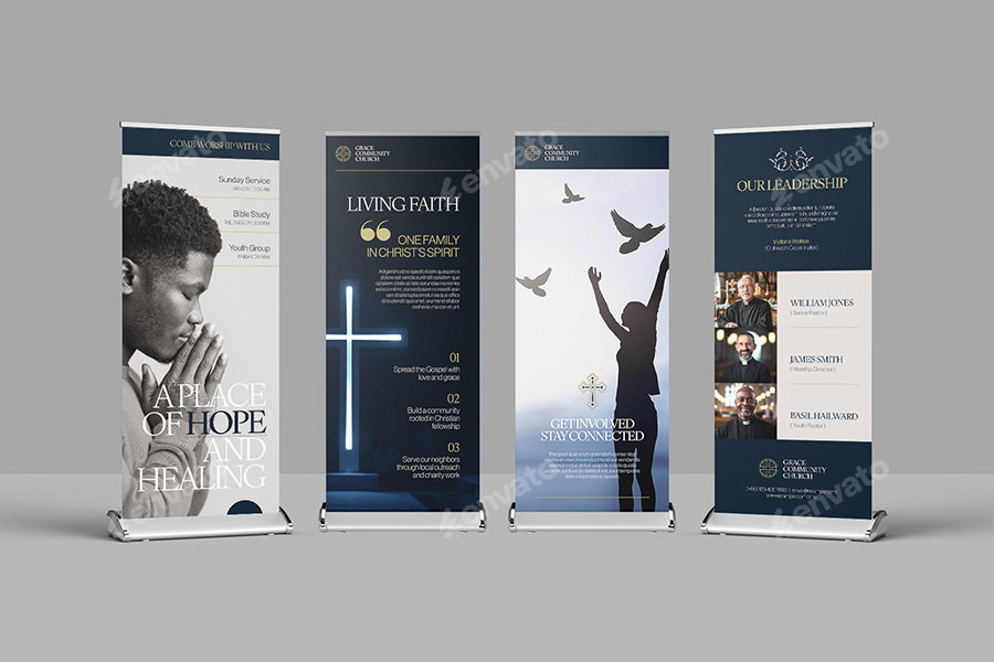 Church Event Roll-Up Banner Template, Print Templates | GraphicRiver