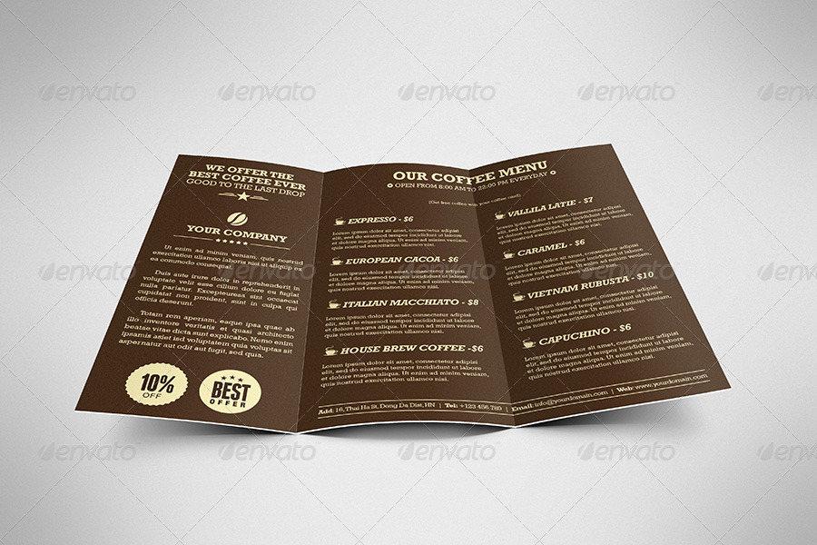 Retro Coffee Brochure Tri-fold, Print Templates | GraphicRiver