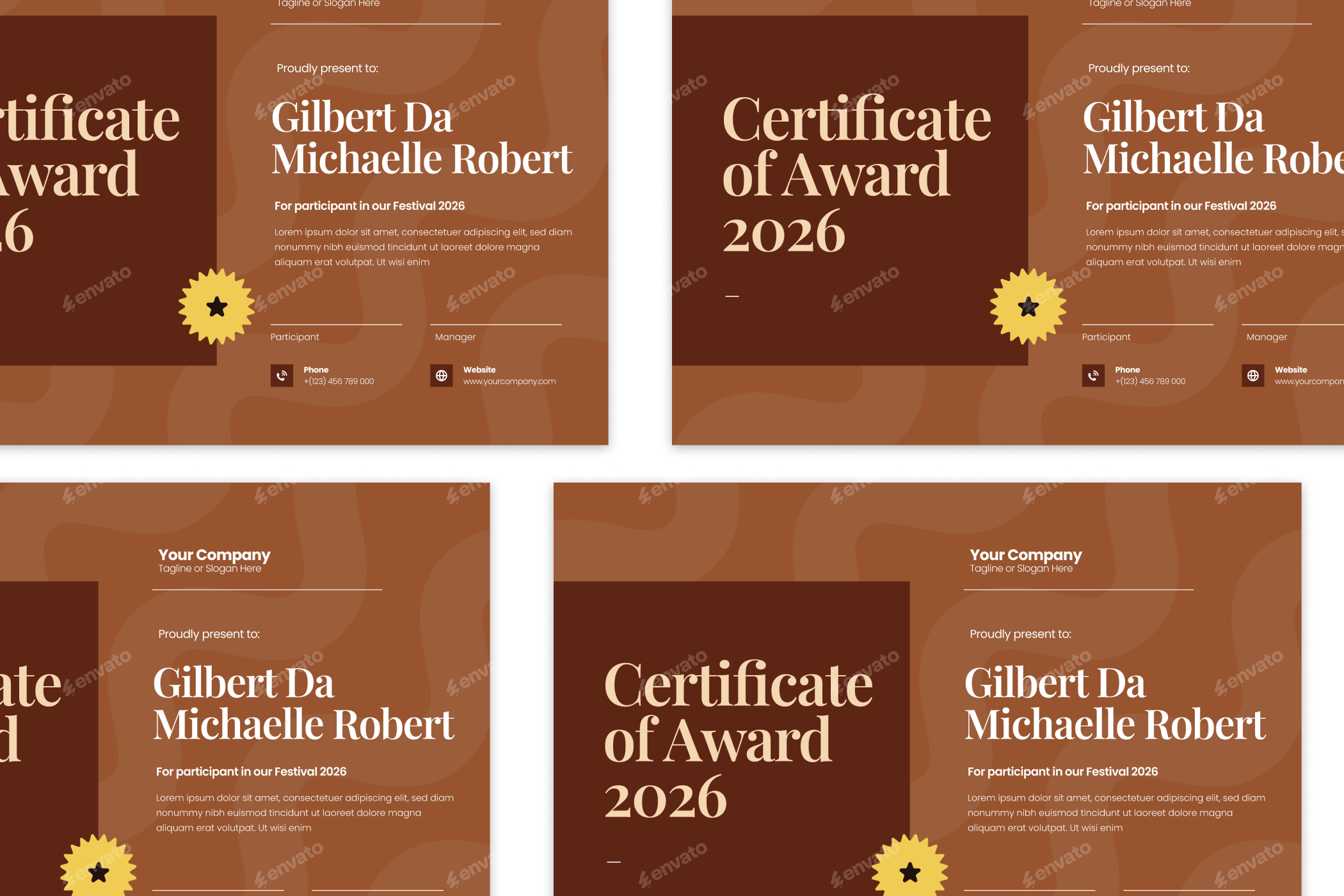 Brown Wavy - Certificate, Print Templates | GraphicRiver