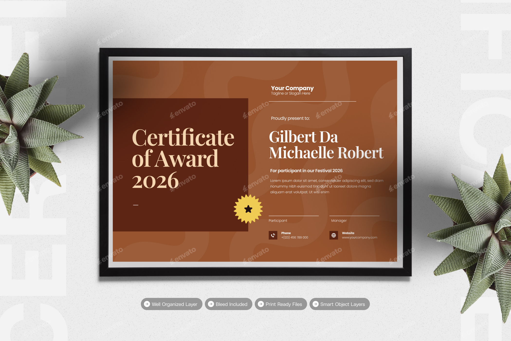 Brown Wavy - Certificate, Print Templates | GraphicRiver