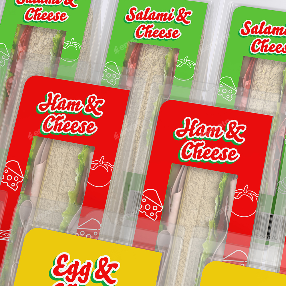 Triangle Sandwich Box Label Mock-Up, Graphics | GraphicRiver