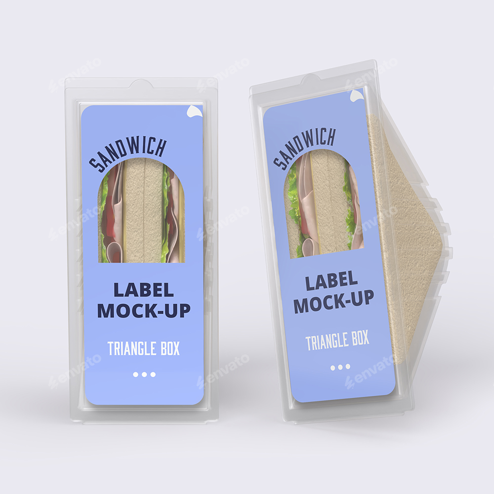 Triangle Sandwich Box Label Mock-Up, Graphics | GraphicRiver