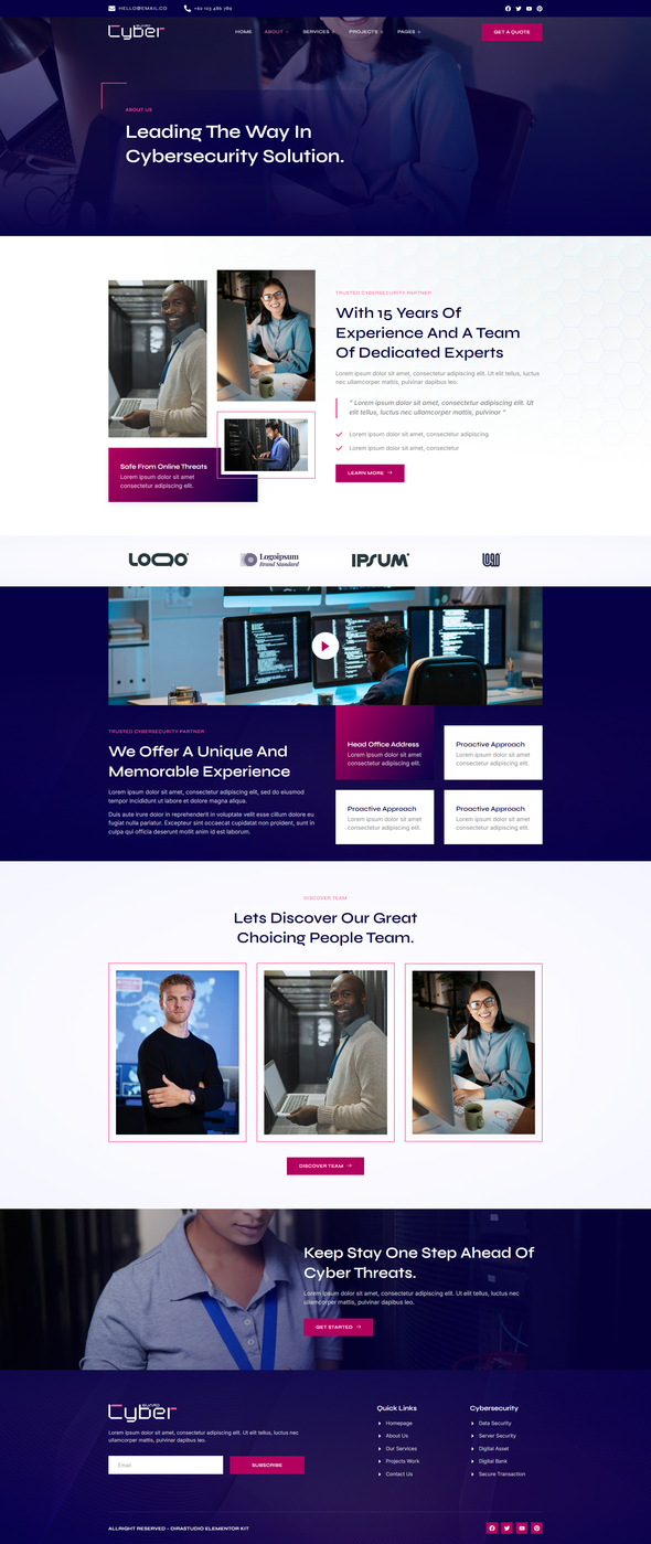 Sybergad - Cybersecurity Services Elementor Template Kit by DiraStudio