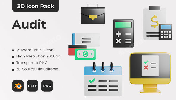Audit 3D Icon Pack, Graphics | GraphicRiver
