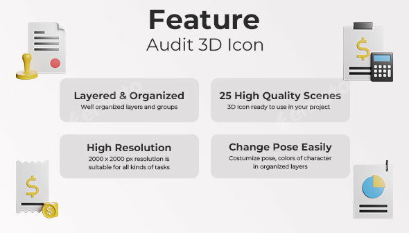 Audit 3D Icon Pack, Graphics | GraphicRiver