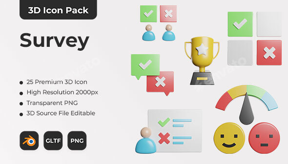 Survey 3D Icon Pack, Graphics | GraphicRiver