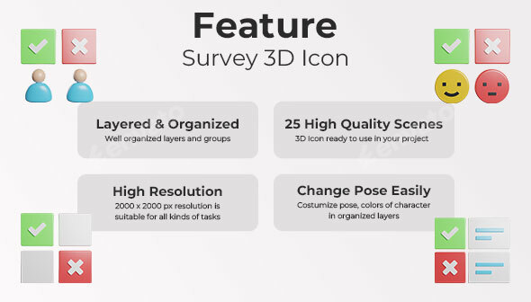 Survey 3D Icon Pack, Graphics | GraphicRiver