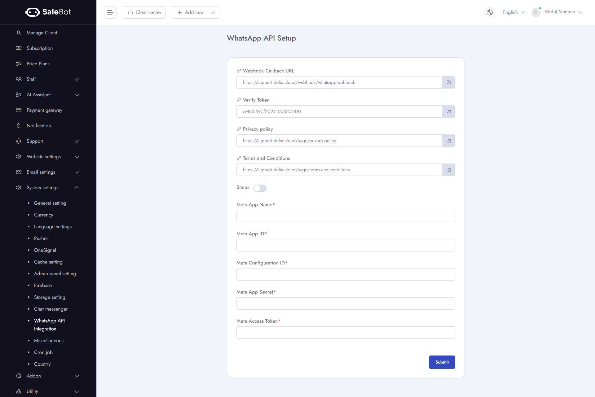 SaleBot WhatsApp Embedded Signup Addon for SaleBot by spagreen | CodeCanyon