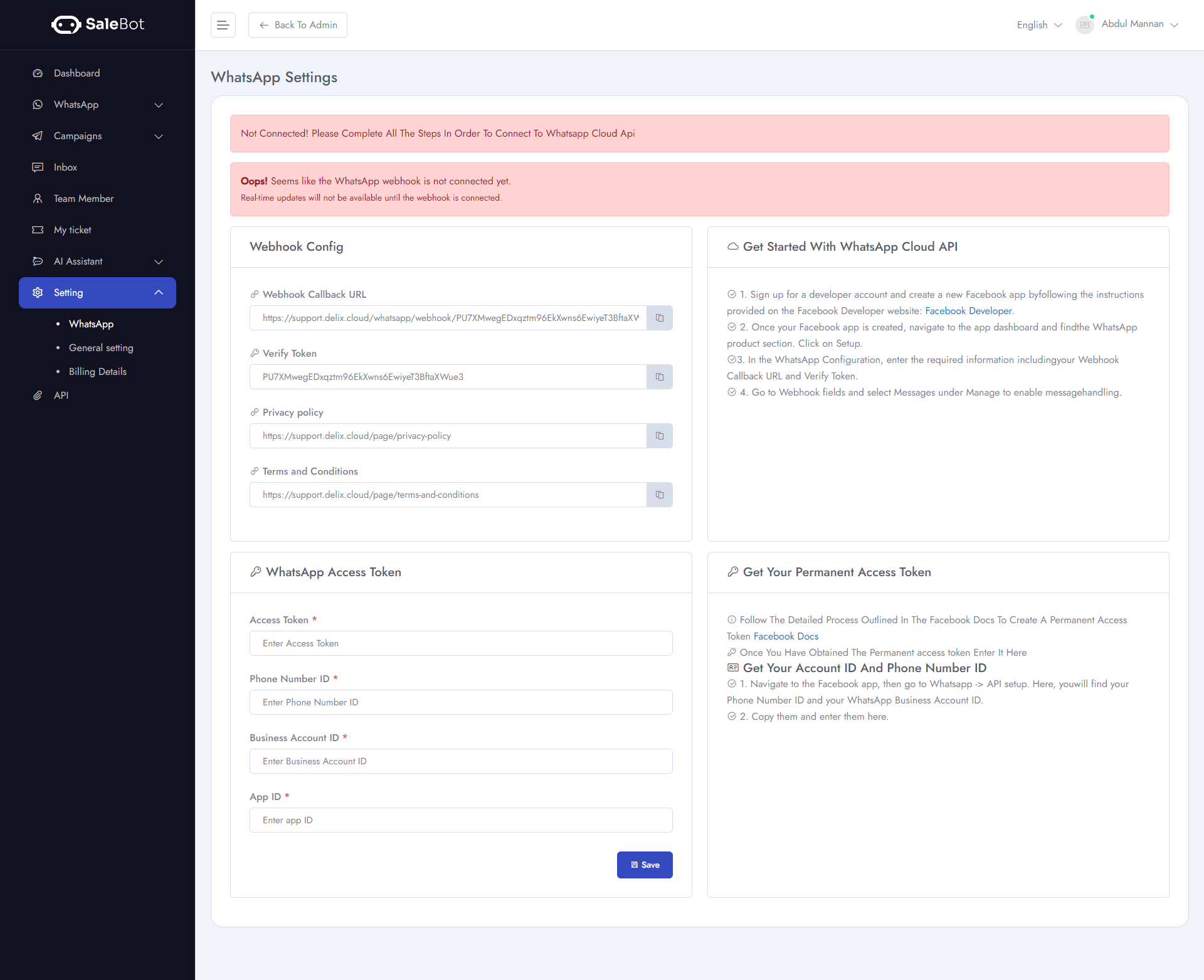 SaleBot WhatsApp Embedded Signup Addon for SaleBot by spagreen | CodeCanyon