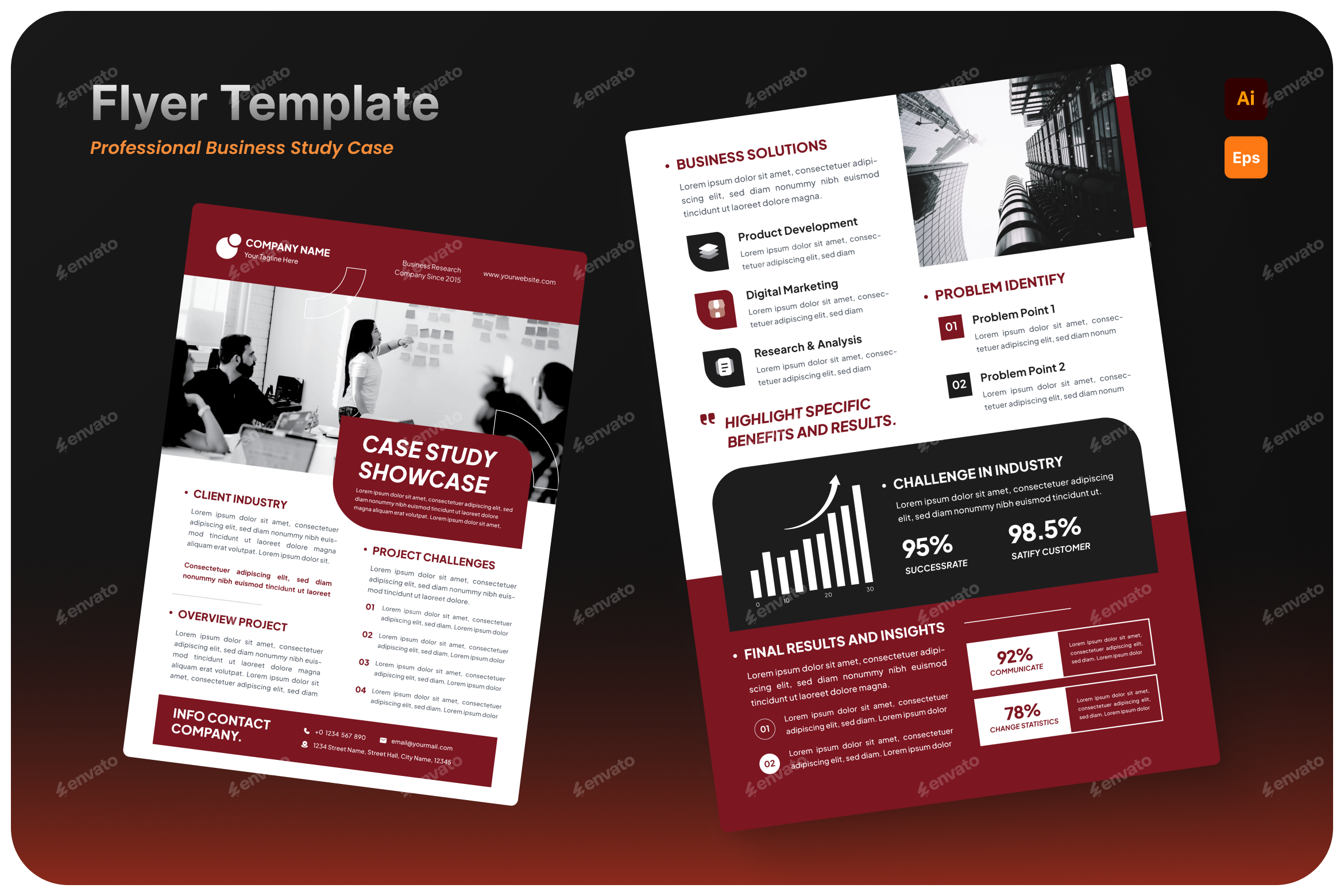 Professional Business Study Case Flyer, Print Templates | GraphicRiver