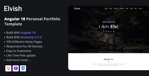Elvish - Angular 18 Personal Portfolio Template by ThemesBoss | ThemeForest