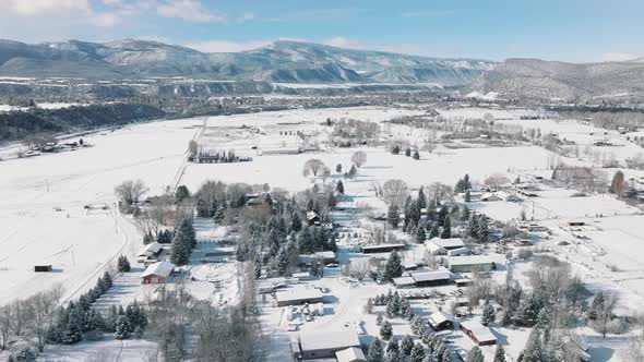 Aerial View Small Countryside Village Carbondale Town on Cold Sunny ...