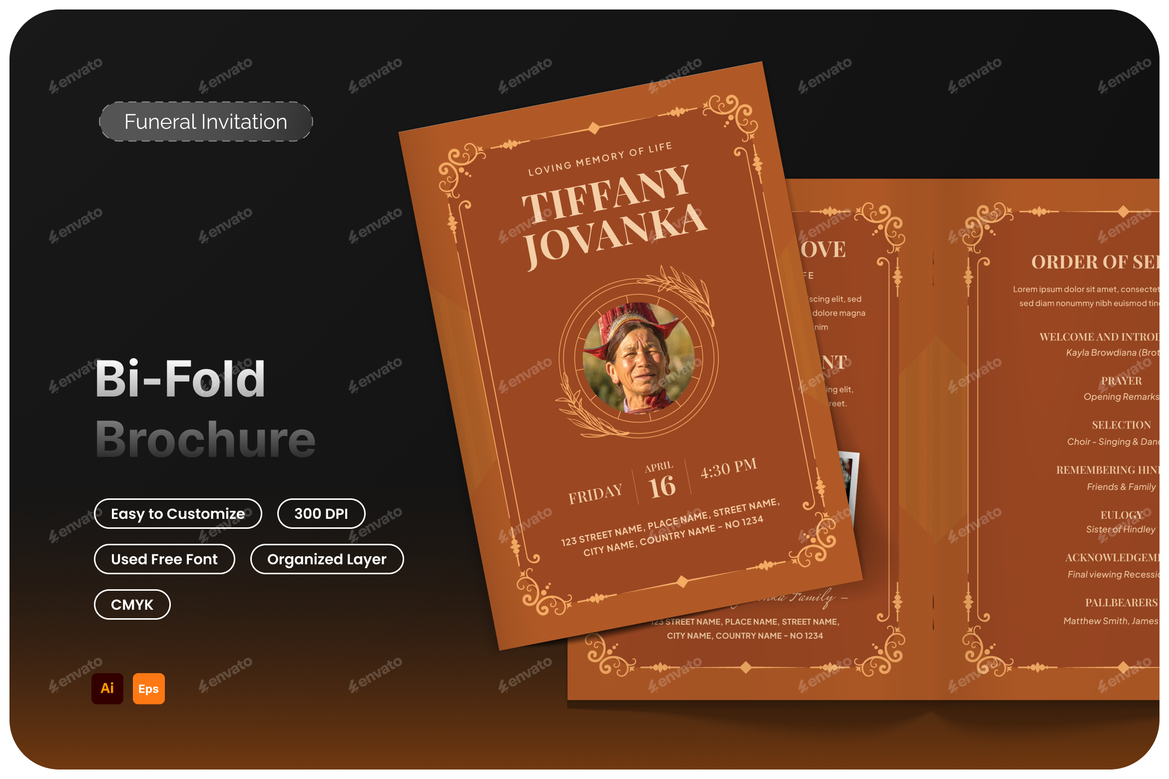 Funeral Program Bifold Brochure, Print Templates | GraphicRiver