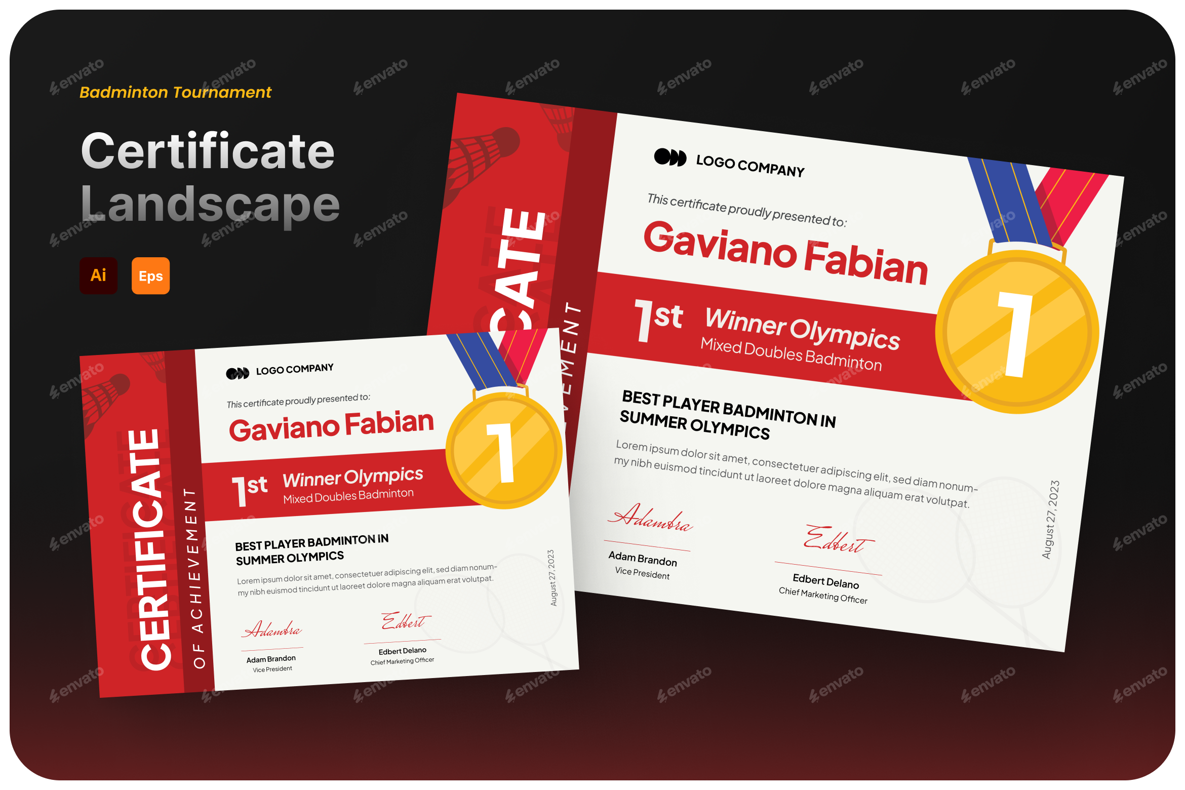 Modern Badminton Certificate, Print Templates | GraphicRiver