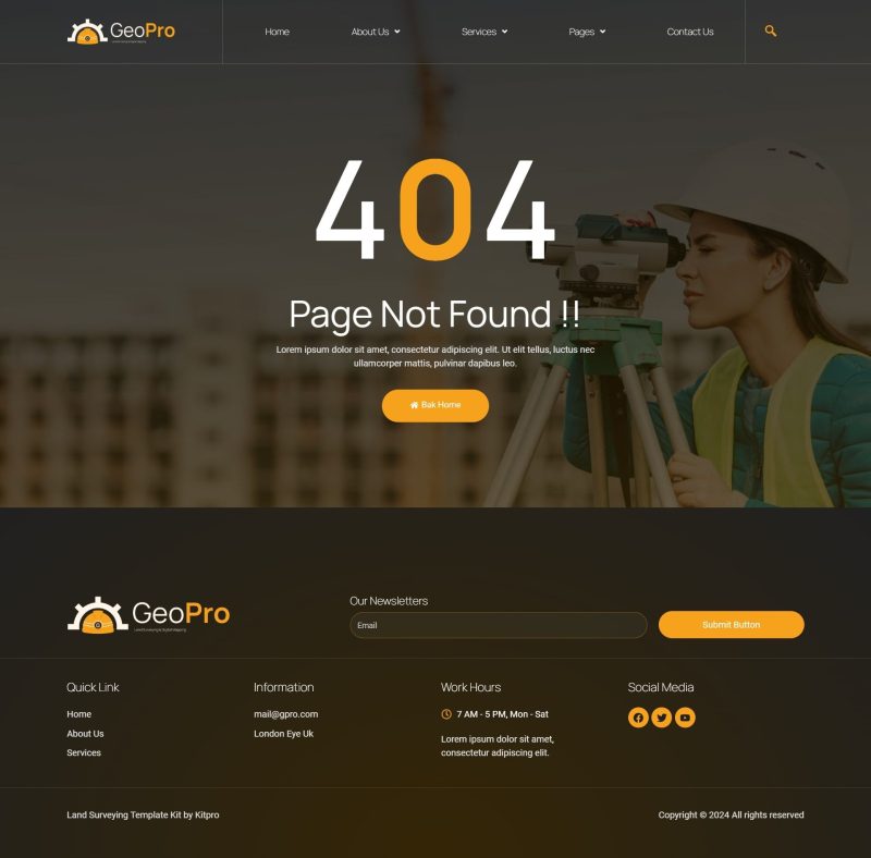 Geopro - Land Surveying & Digital Mapping Elementor Template Kit by Kitpro