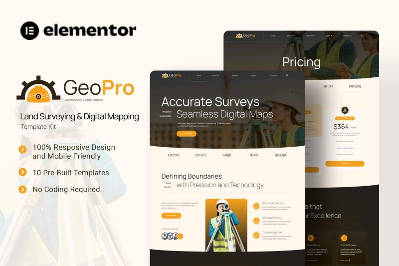 Geopro - Land Surveying & Digital Mapping Elementor Template Kit by Kitpro