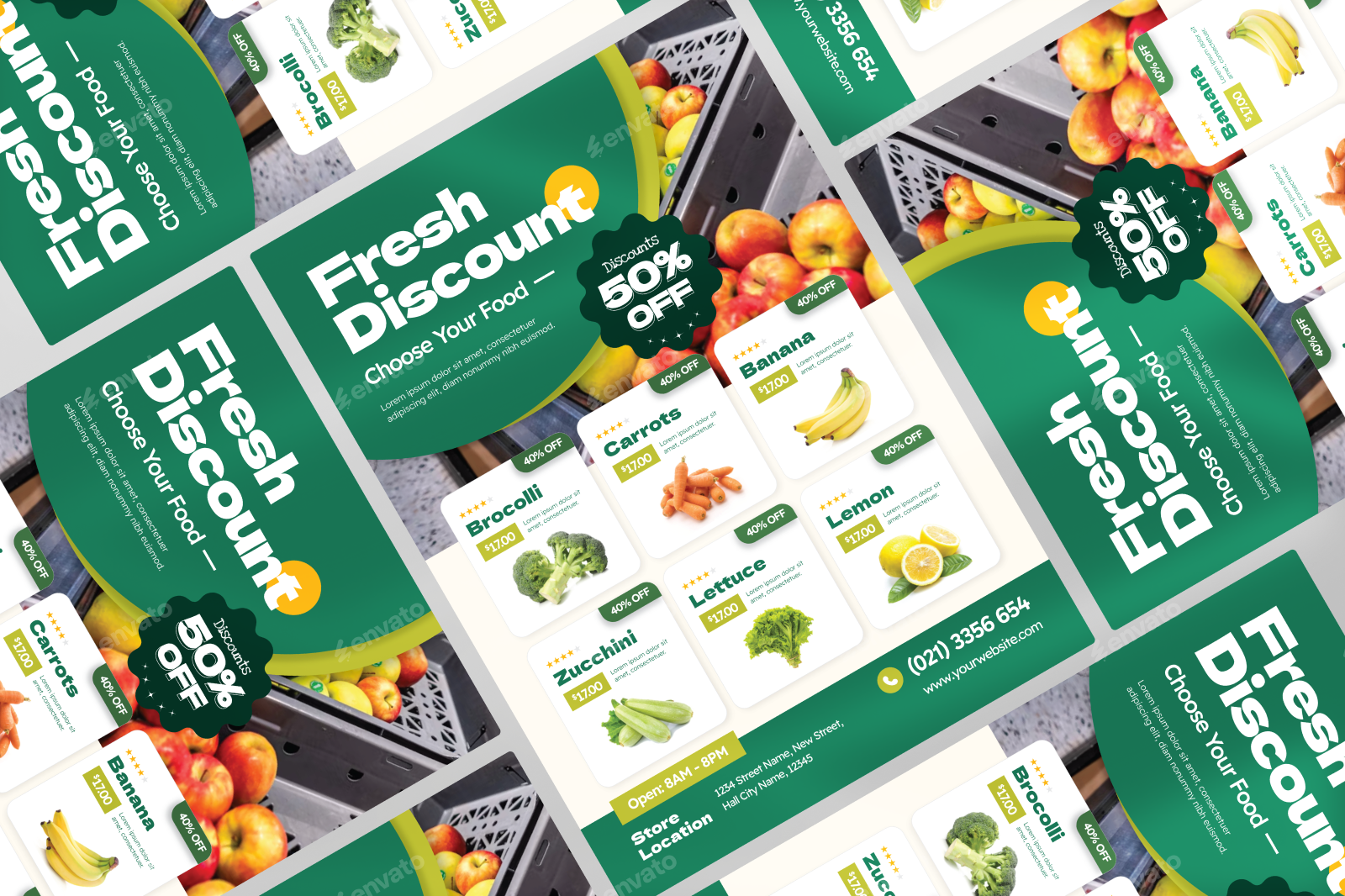 Fresh Grocery Store Flyer, Print Templates | GraphicRiver
