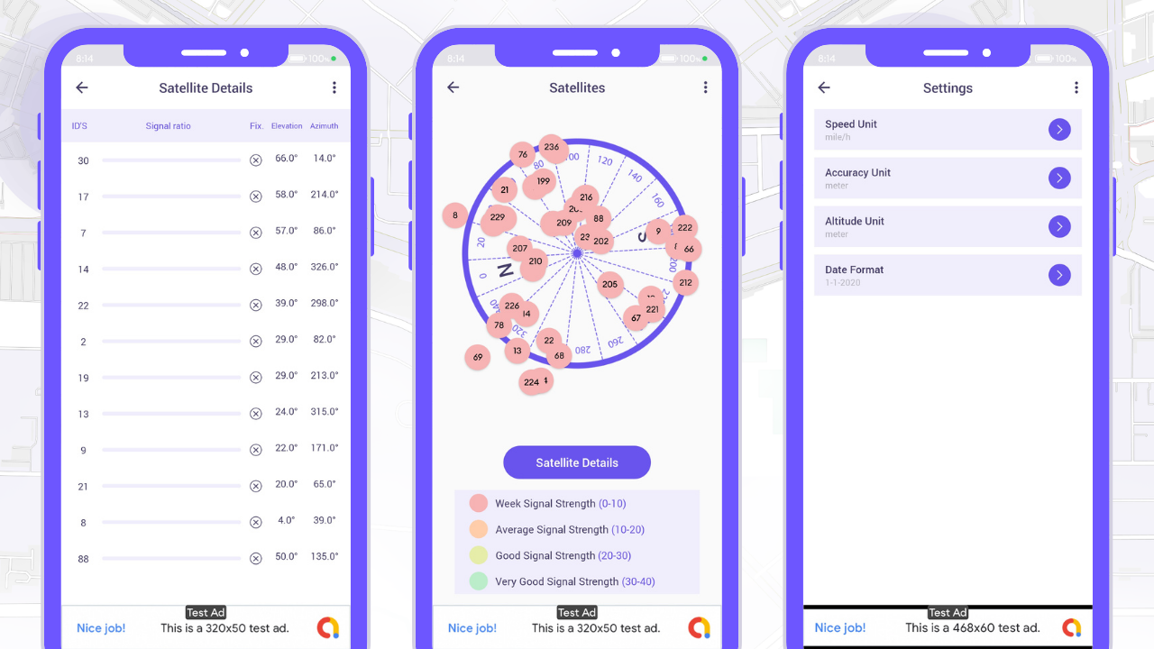 GPS Tools with Satellites Map Data AdMob Ads Android by MJAppsStudio