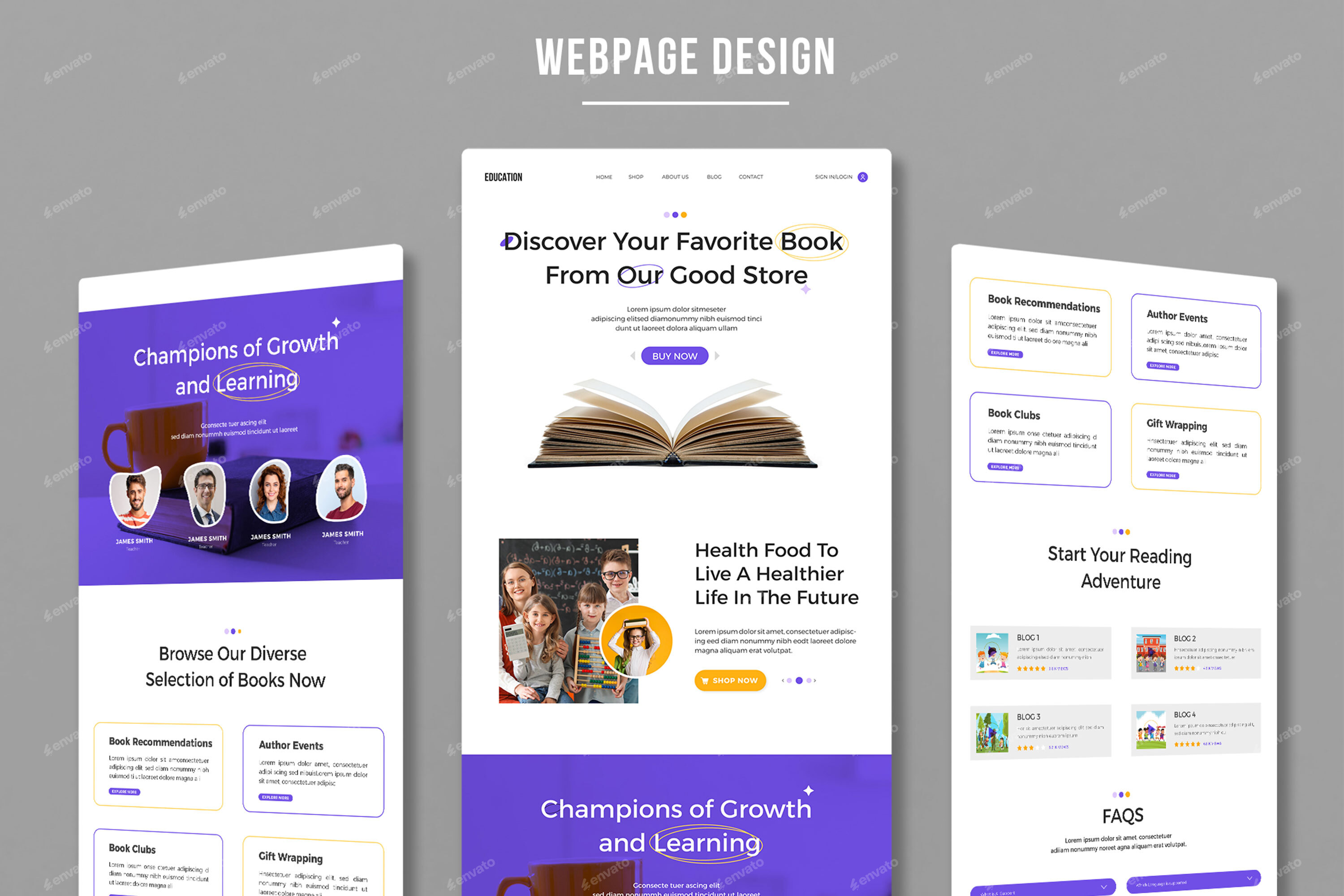 Landing Page Book Shop Design, Web Elements | GraphicRiver