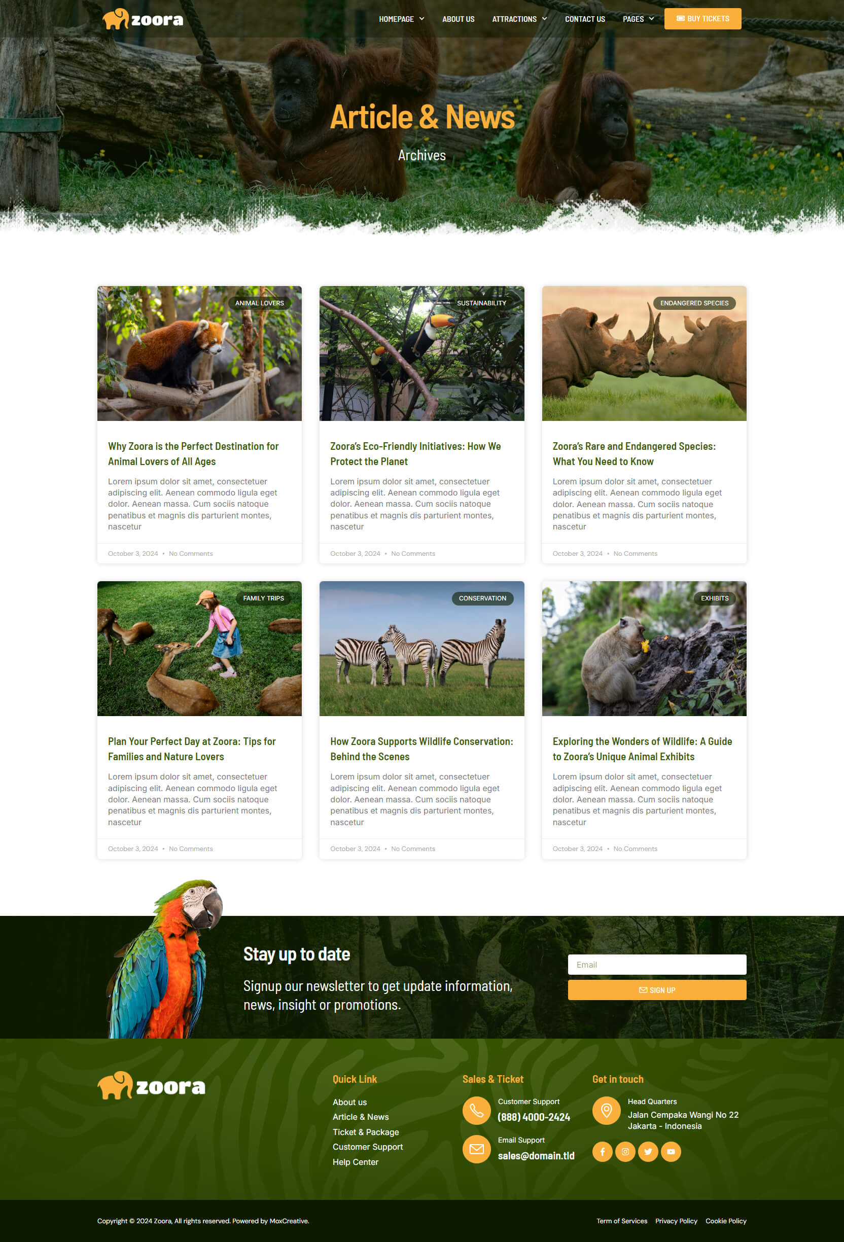 Zoora - Safari & Zoo Elementor Pro Template Kit by moxcreative ...