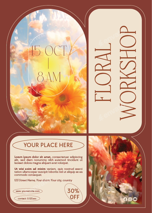 Floral Workshop Flyer, Print Templates | GraphicRiver