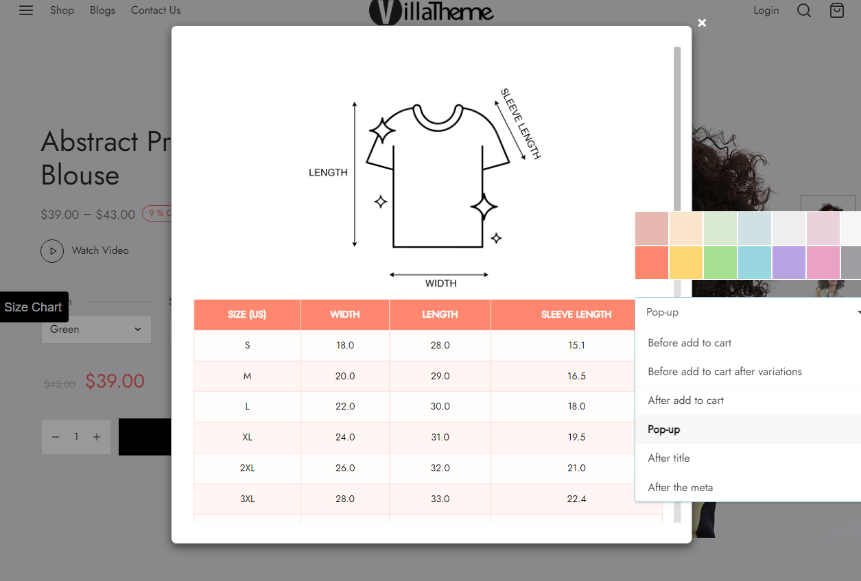 WooCommerce Product Size Chart by villatheme | CodeCanyon