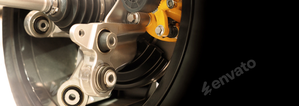 Car suspension and drive shaft. Structure of EV car spare parts. Stock ...