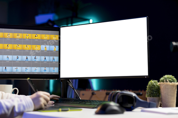Photo editor using mockup PC display to create promotional image Stock ...