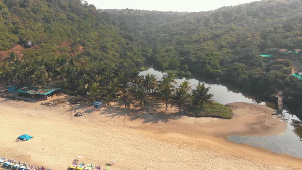Sweet Water lake near ocean shore in Arambol beach resort, in Goa ...