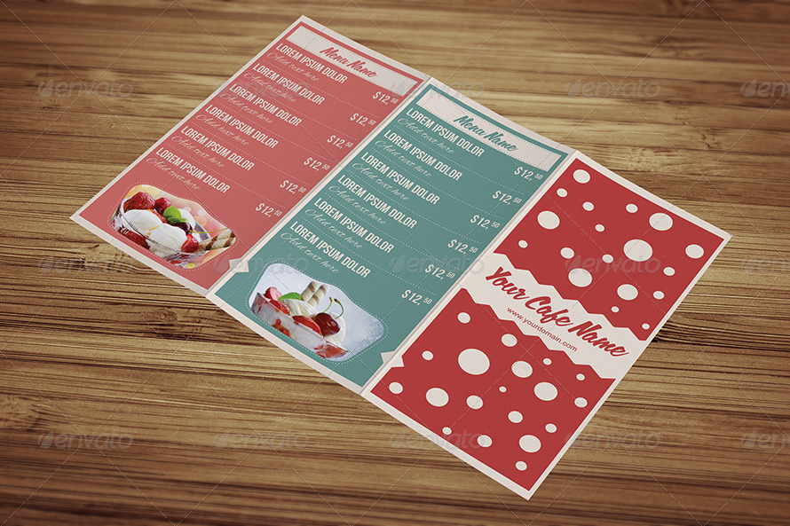 Sweet Shop and Ice Cream Trifold PSD Menu Template, Print Templates