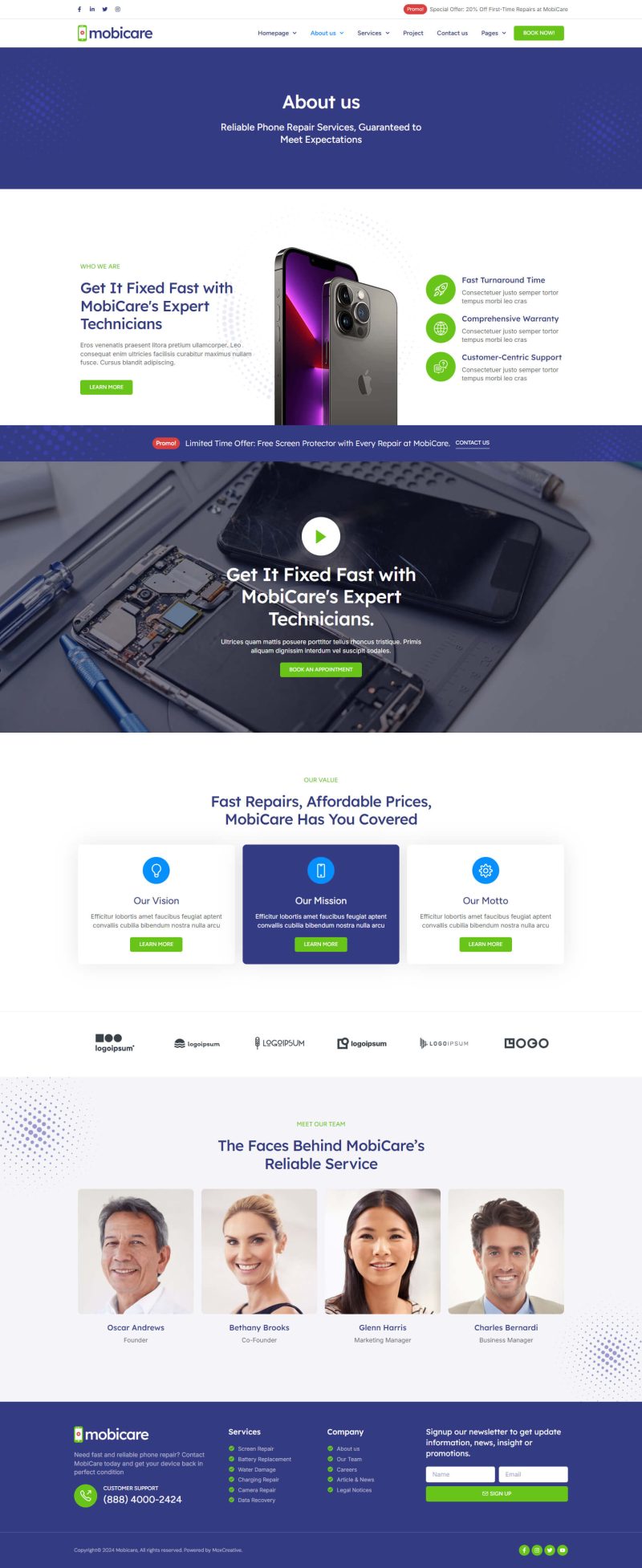 MobiCare - Mobile Phone & Computer Repair Elementor Pro Template Kit by ...