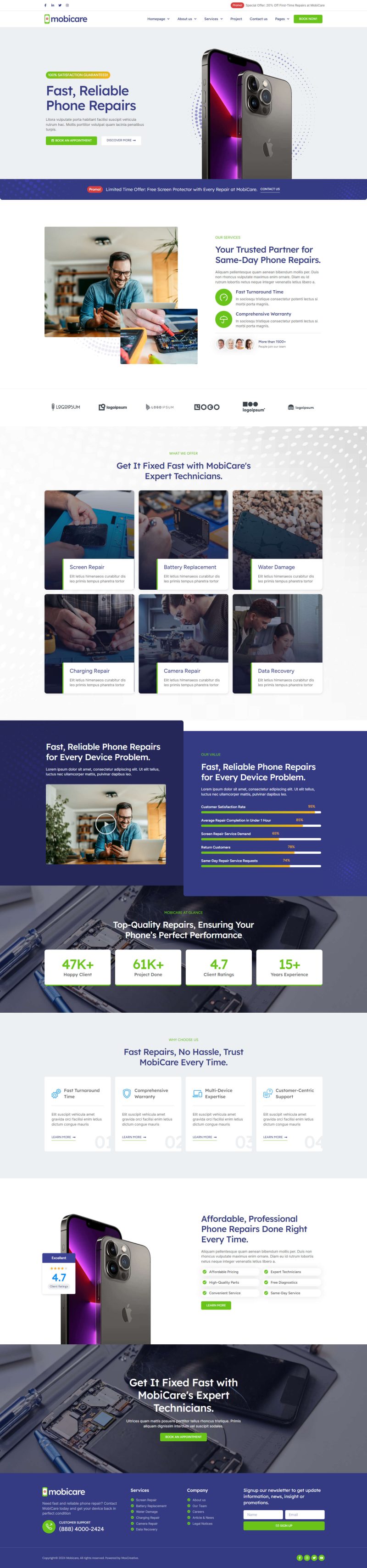 MobiCare - Mobile Phone & Computer Repair Elementor Pro Template Kit by ...