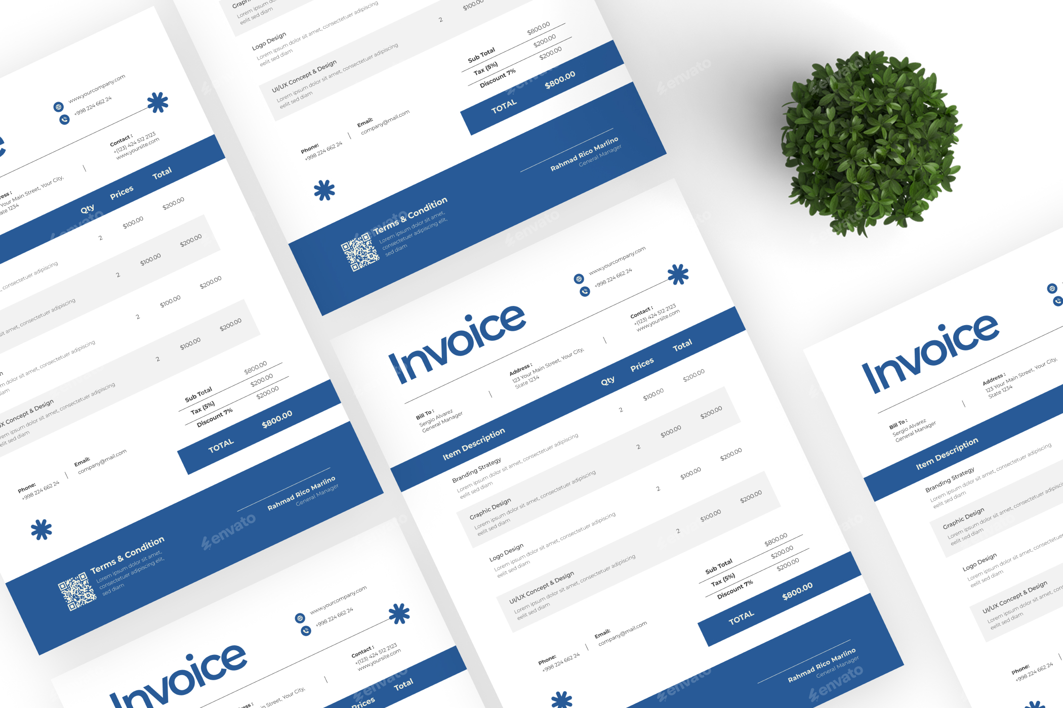 Blue Simple - Invoice, Print Templates | GraphicRiver