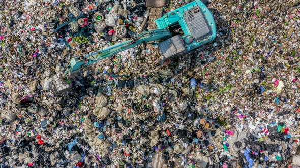 Aerial view garbage pile in trash dump landfill, Garbage pile in trash ...