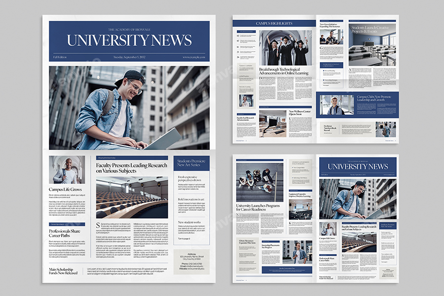 University Newsletter Template, Print Templates | GraphicRiver
