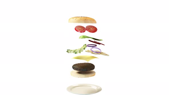 rotating Burger on a white background render 3D, Motion Graphics ...