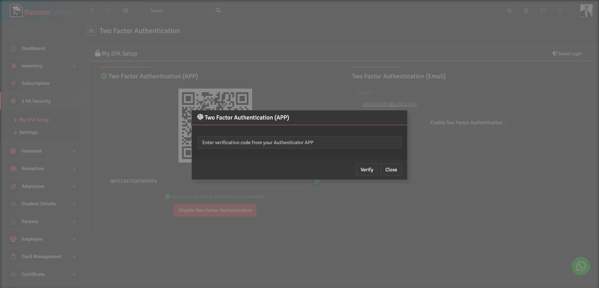 Ramom School Two Factor Authentication by RamomCoder | CodeCanyon