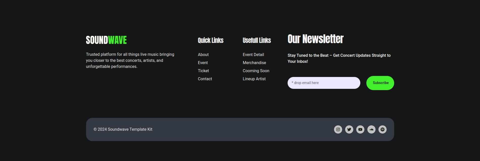 Soundwave - Music & Events Elementor Pro Template Kit by lubnaloom