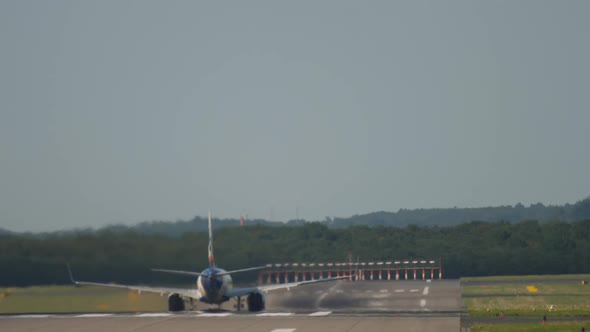Airplane Takes Off Rear View, Stock Footage | VideoHive