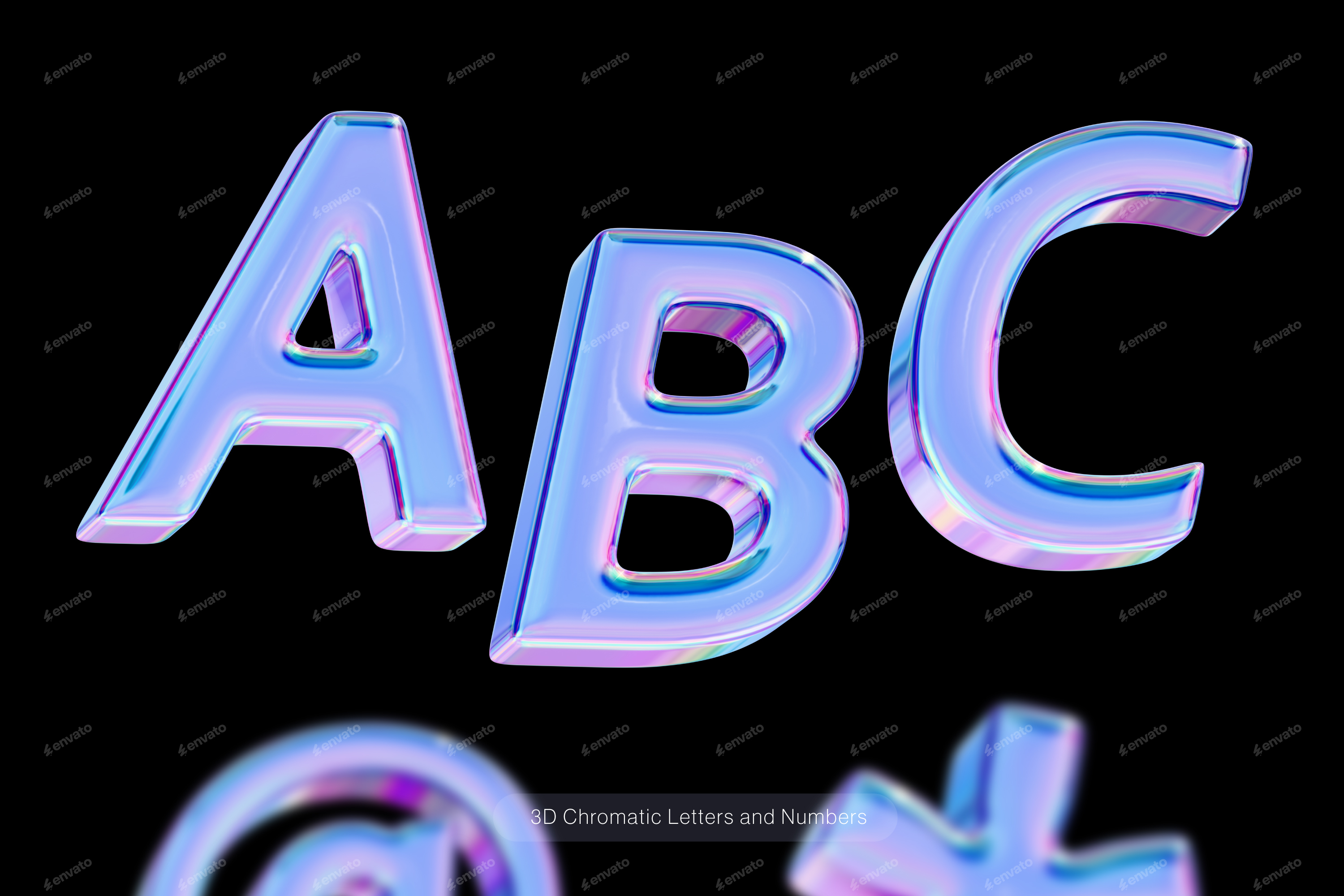 Chromatic 3D Letters and Numbers, Graphics | GraphicRiver