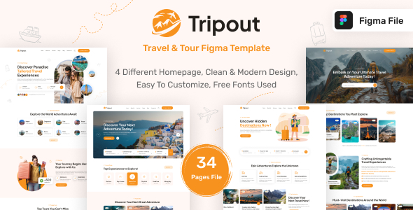 Tripout - Travel & Tour Figma Template by GeekCodeLab | ThemeForest