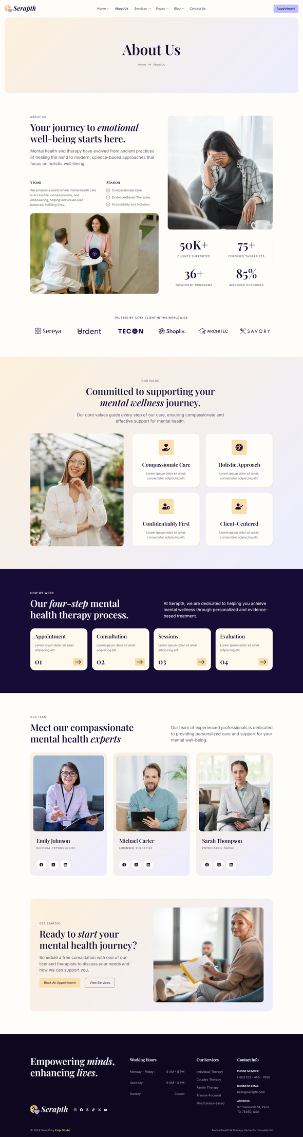 Serapth - Mental Health & Therapy Elementor Template Kit by emjecreative